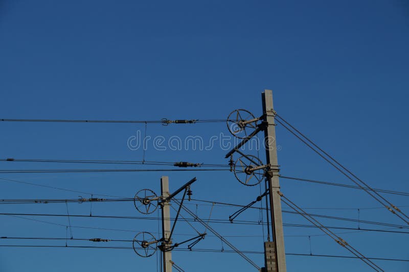 Electrical Railway Catenary Train Lines - Railroad Stock Photo - Image ...