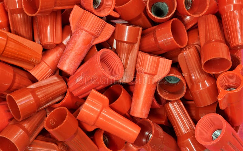 Electrical Red Wire Connectors Plastic Wing Nuts. Stock Image - Image ...