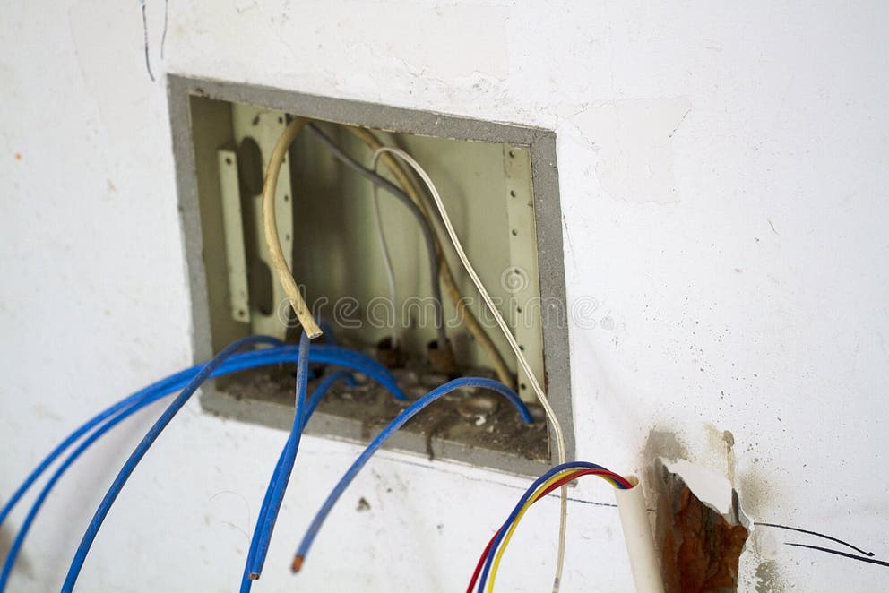Electrical Renovation Work, Multimedia Box Stock Photo - Image of ...