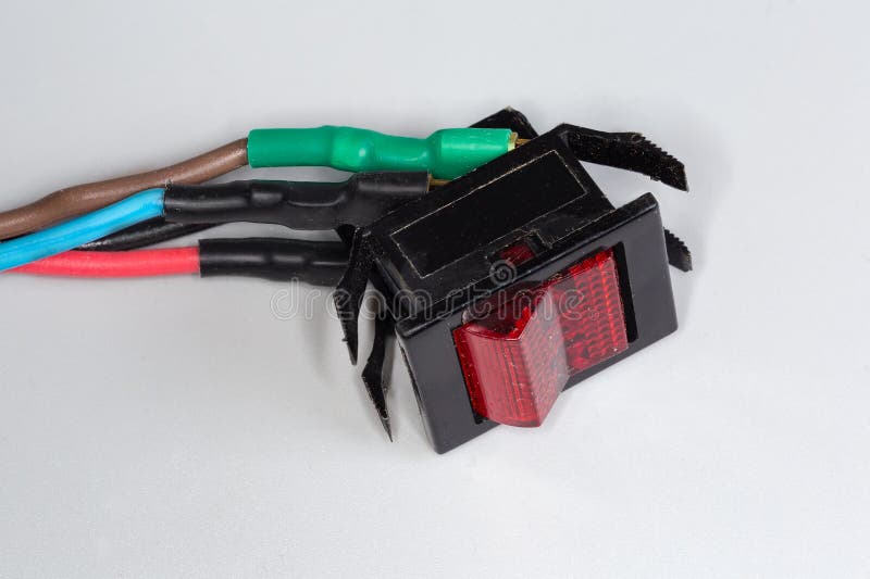 Electrical Rocker Switch with Red Backlight Key with Connected Wires ...