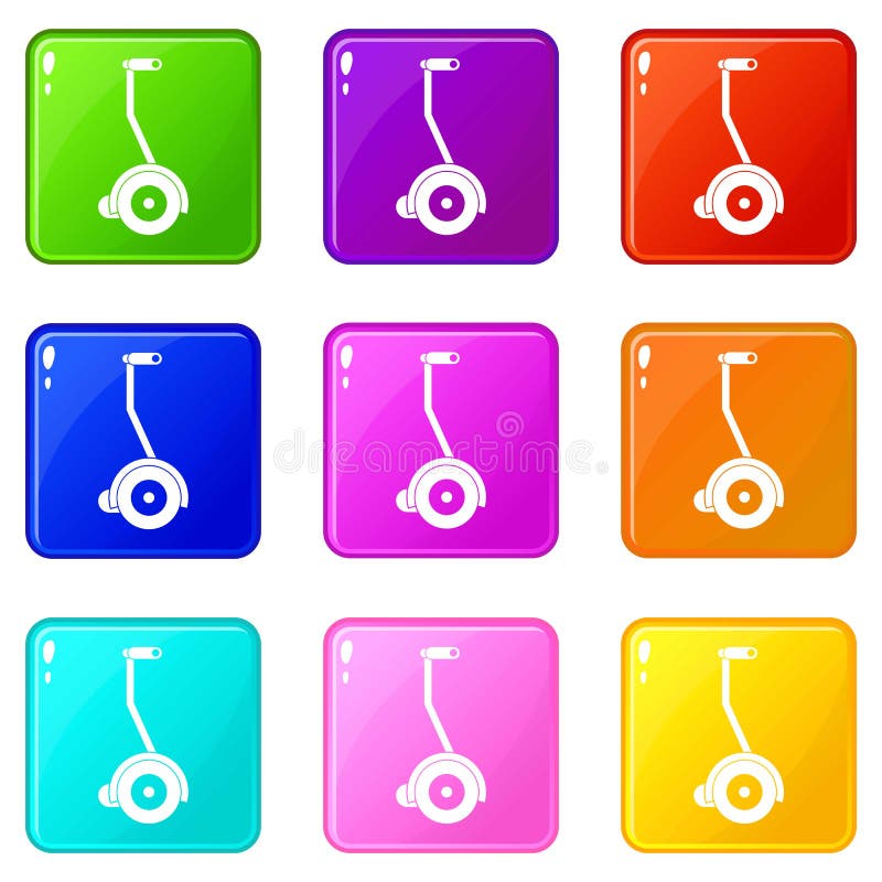 Electrical Self Balancing Scooter Icons Set Stock Vector - Illustration ...