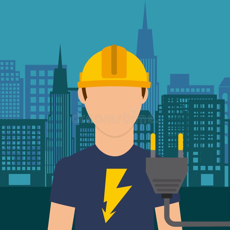 Electrical Service Workers Composition Stock Vector - Illustration of ...