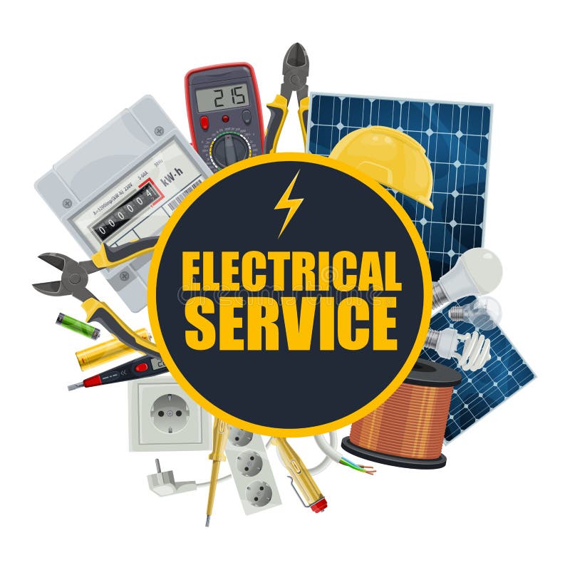 Electrical Service Worker and Electrician Tools Stock Vector ...