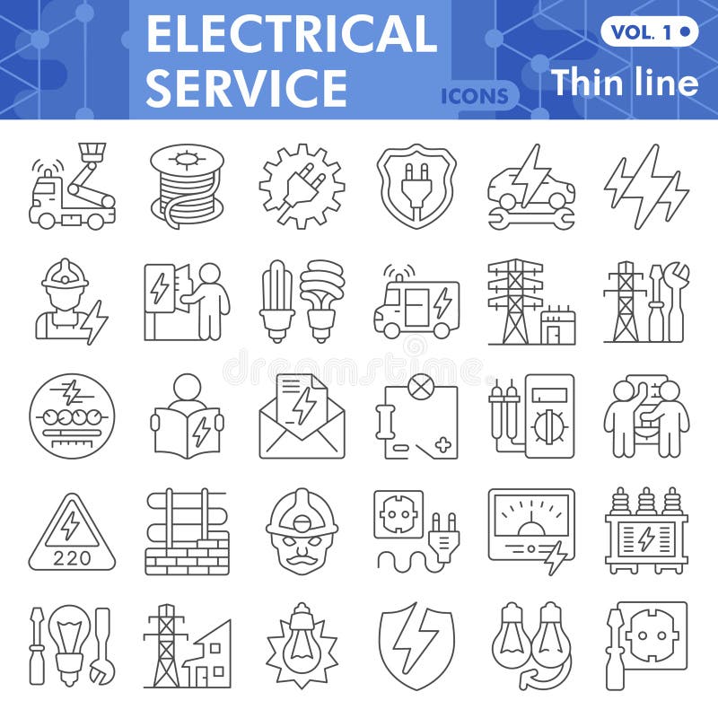 Electrical Service and Energy Power Icons Stock Vector - Illustration ...