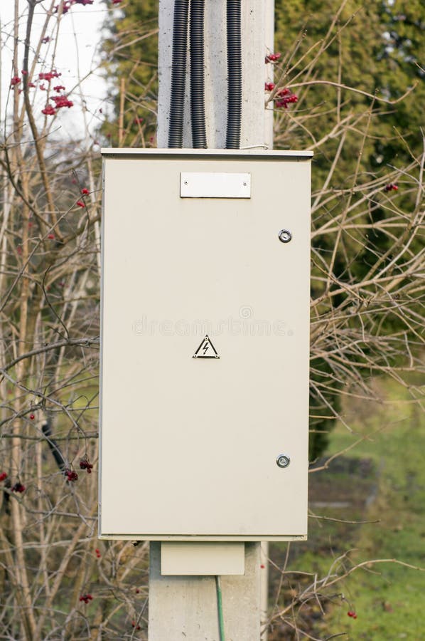 Electrical Shield Box on an Electricity Pole. Stock Image - Image of ...