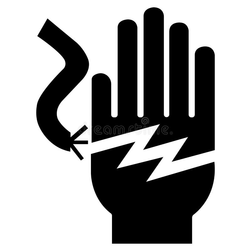 Electrical Shock Electrocution Symbol Sign on White Background Stock ...