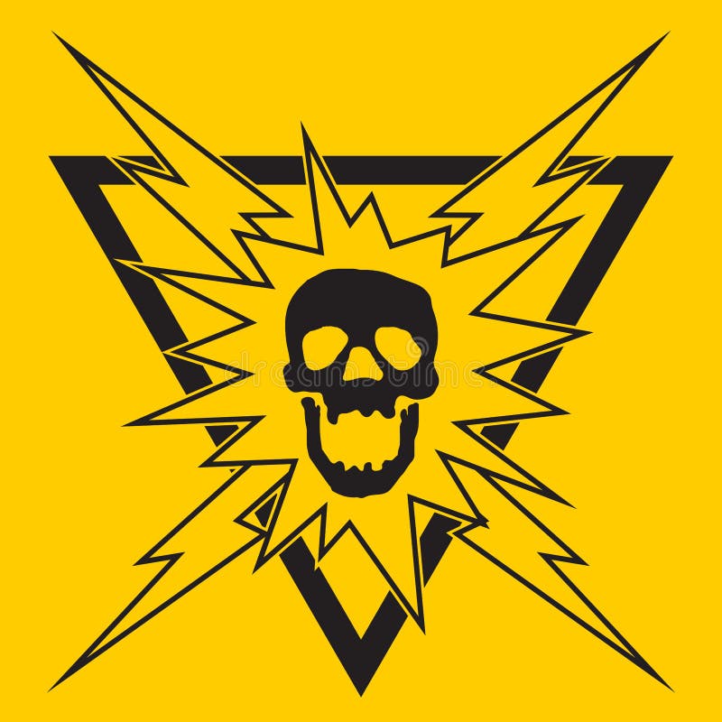 Electrical Shock Skull Warning Sign Stock Illustration - Illustration ...
