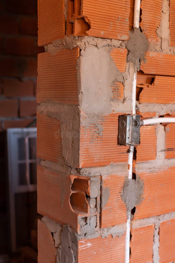 Electrical Socket Arrangement on a Wall in a Construction Site Stock ...