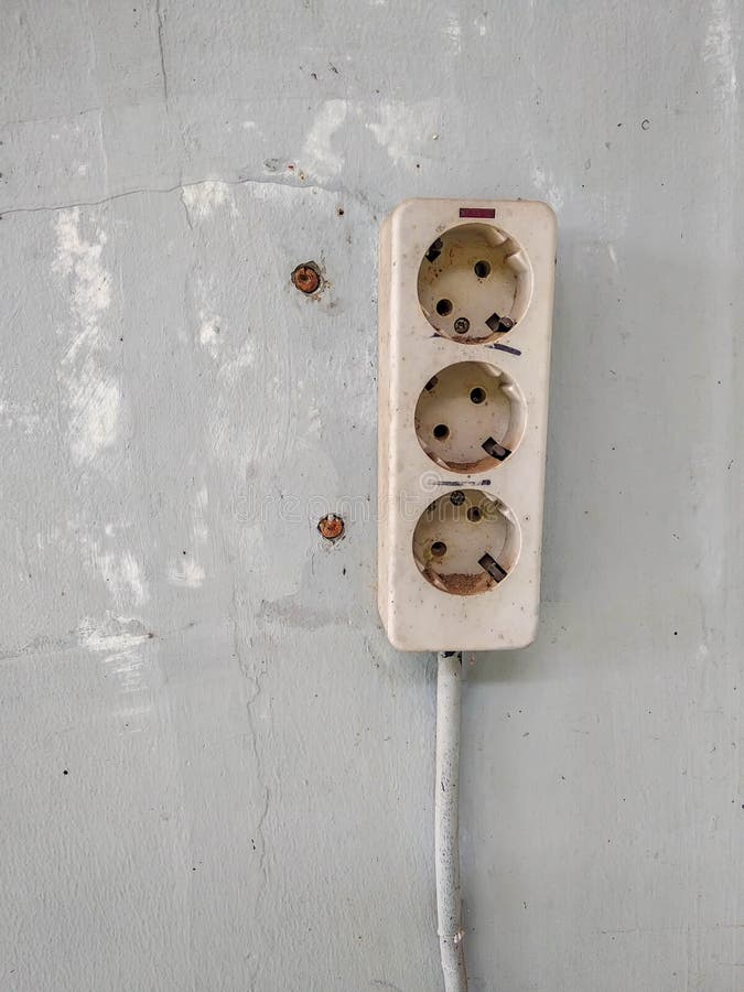 Electrical Socket in Grey Wall Stock Image - Image of sparse, outlet ...