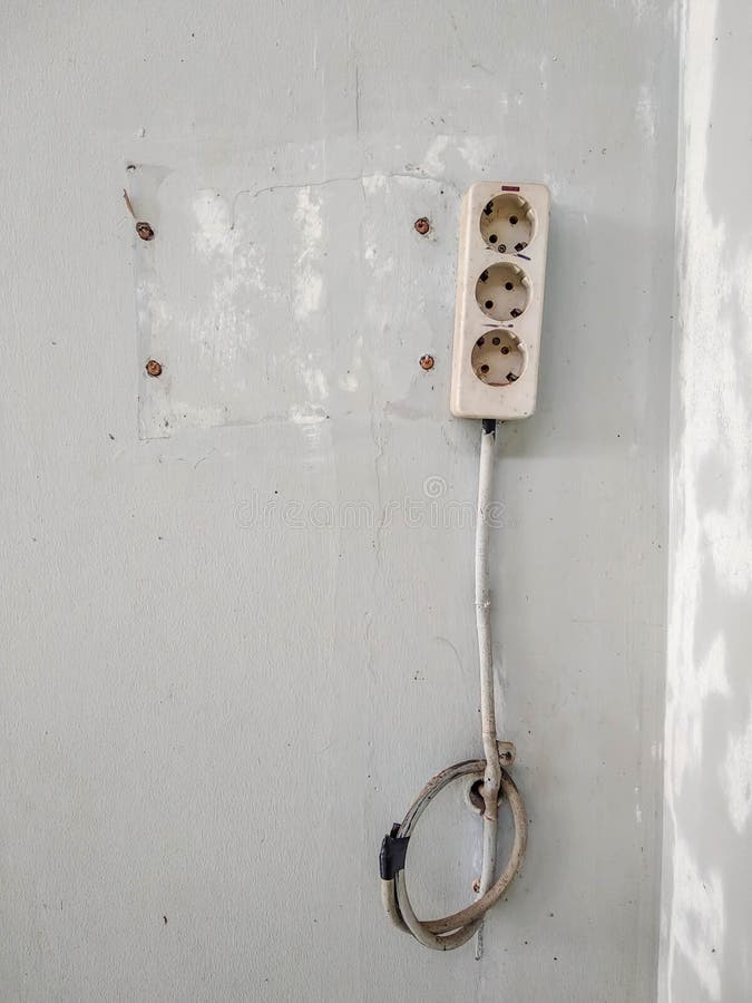 Electrical Socket in Grey Wall Stock Photo - Image of structure, room ...