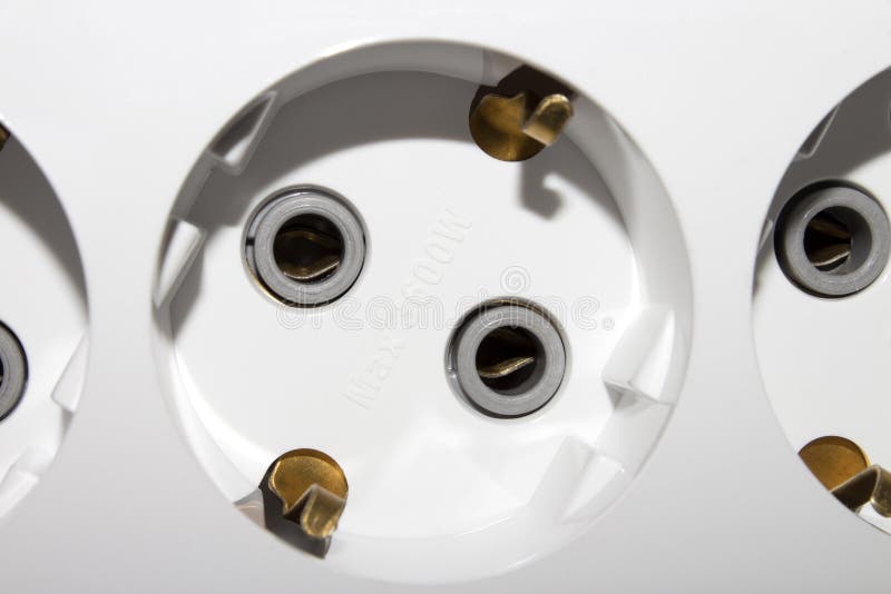 Electrical Socket with Grounding. Stock Image - Image of plastic ...