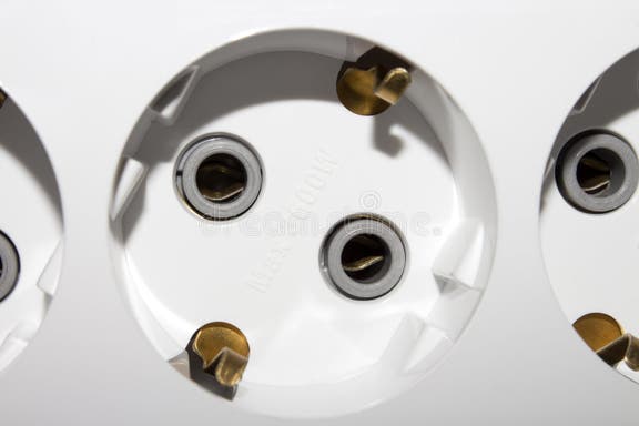 Electrical Socket with Grounding. Stock Image - Image of plastic ...