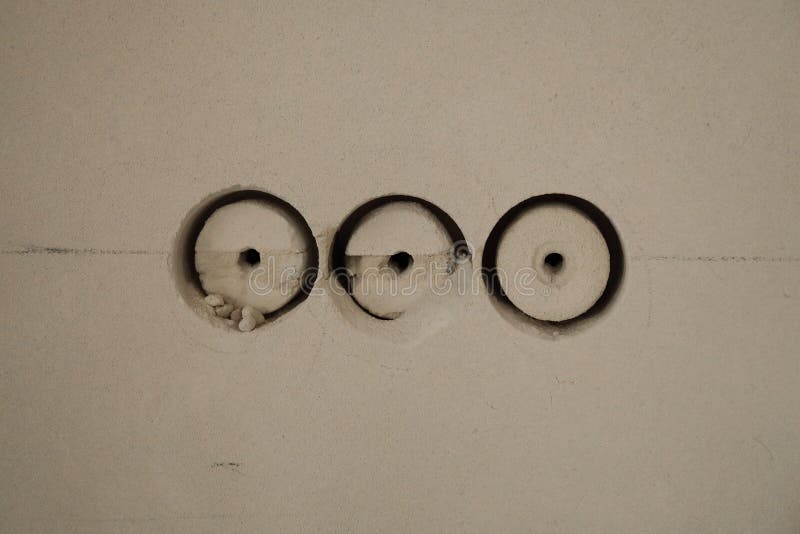 Electrical Socket Hole on Concrete Wall. Under Construction Electrical ...