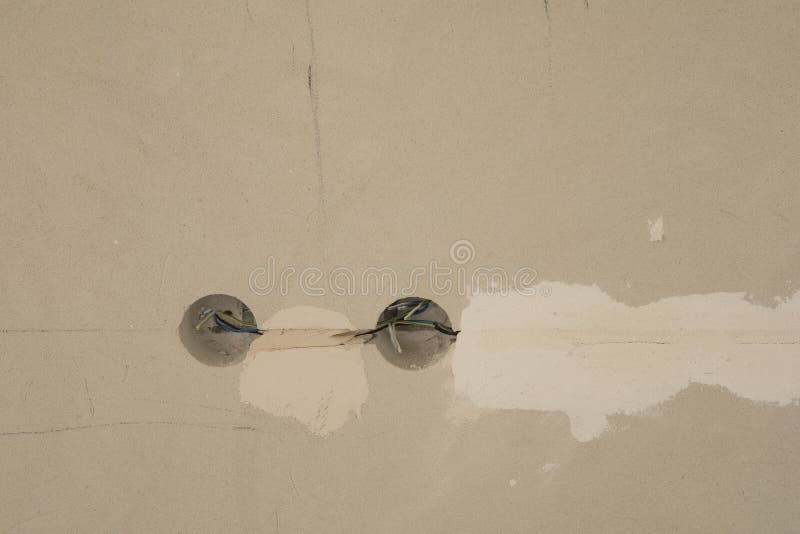 Electrical Socket Hole on Concrete Wall. Under Construction Electrical ...