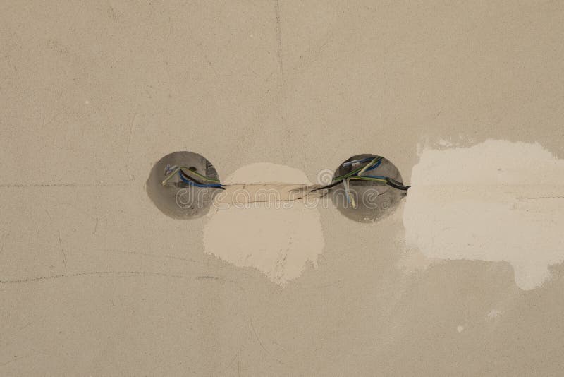 Electrical Socket Hole on Concrete Wall. Under Construction Electrical ...