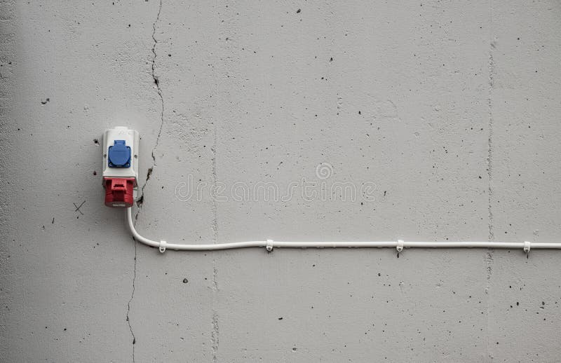 Electrical Socket Mounted on Concrete Wall.. Stock Photo - Image of ...