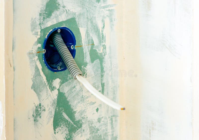 Electrical Socket and Open Wire Electric Cable Stock Photo - Image of ...