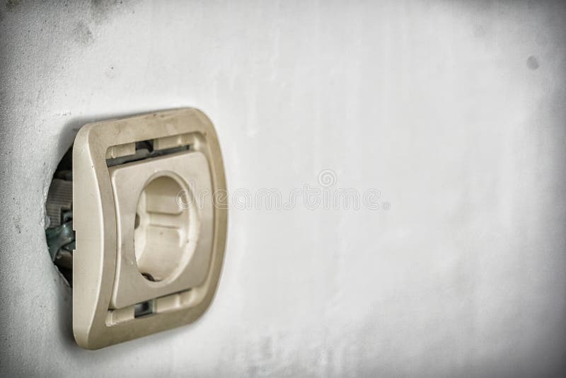 Electrical Socket Outlet Falling Out of Wall Stock Image - Image of ...
