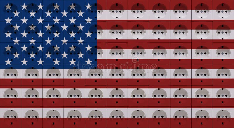 Electrical Socket Outlets in the Colors of the Flag of USA Stock ...