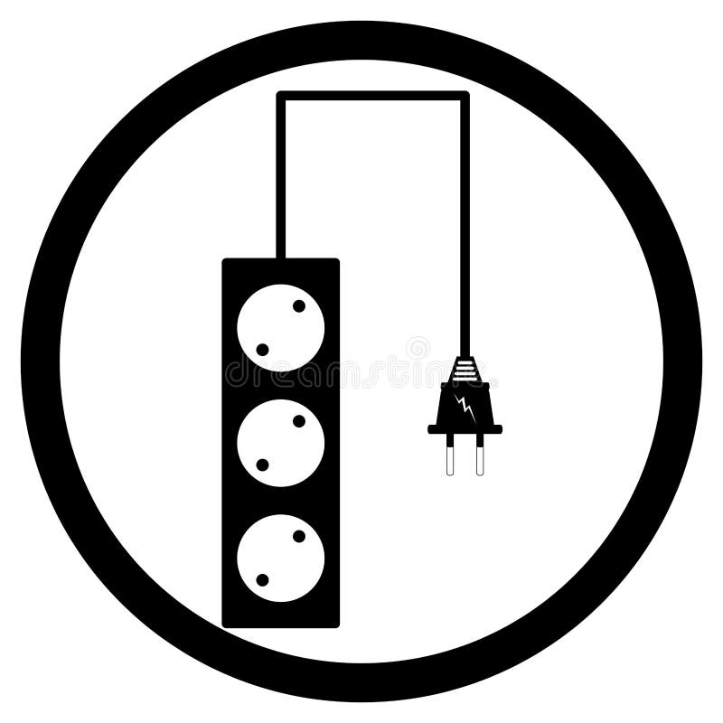 Electrical Socket Sign Black Stock Vector - Illustration of isolated ...