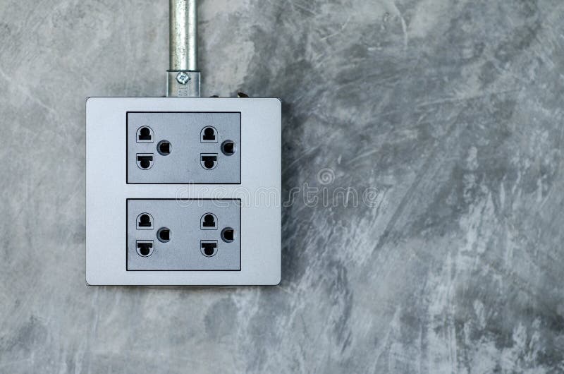 Electrical Sockets in Cement Wall of House, Modern Style Stock Image ...
