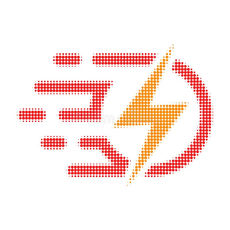 Electrical Spark Halftone Dotted Icon with Fast Rush Effect Stock ...