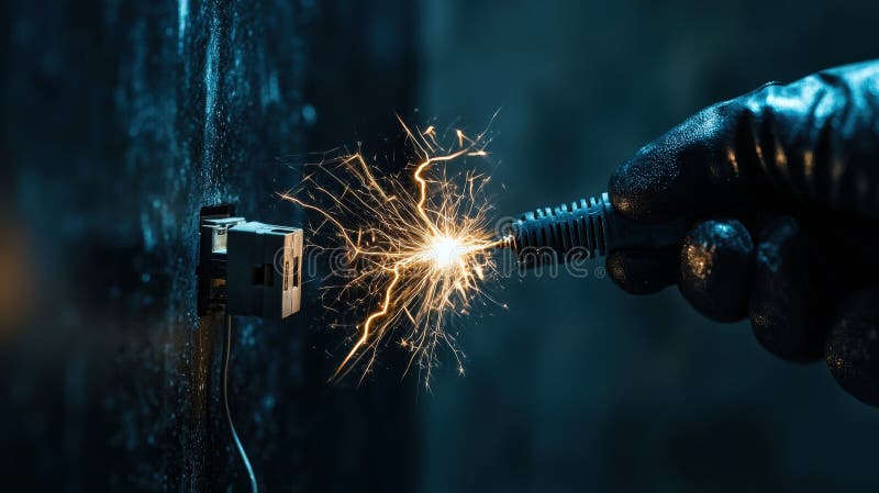 Electrical Spark Ignition Action Industrial Setting Dynamic Image Dark ...