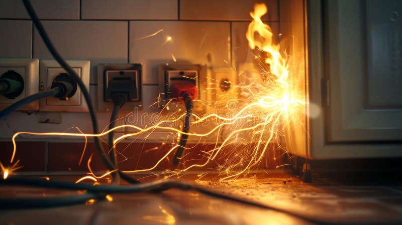 Electrical Sparks from Overloaded Power Socket Stock Image - Image of ...