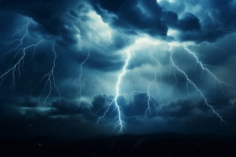 Electrical Storm Illuminates the Dark Night Stock Illustration ...