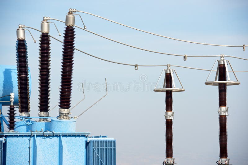 Electrical substation view stock photo. Image of connection - 173933782