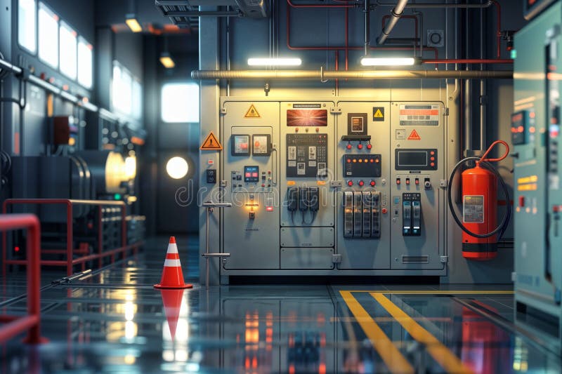 Detailed View of Indoor Switchgear Display Panels, Generative Ai Stock ...