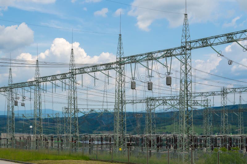 Electrical Substation. Electricity Distribution. Stock Image - Image of ...