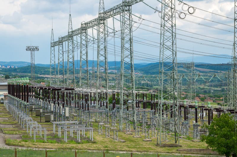 Switching substation stock image. Image of electric, high - 6943821