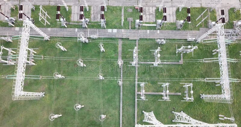 Electrical Substation - Grid of High Voltage Power Lines and Wires ...