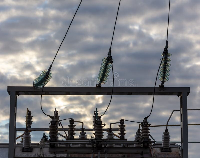 Electrical Substation with Wires at Dawn Stock Photo - Image of ...