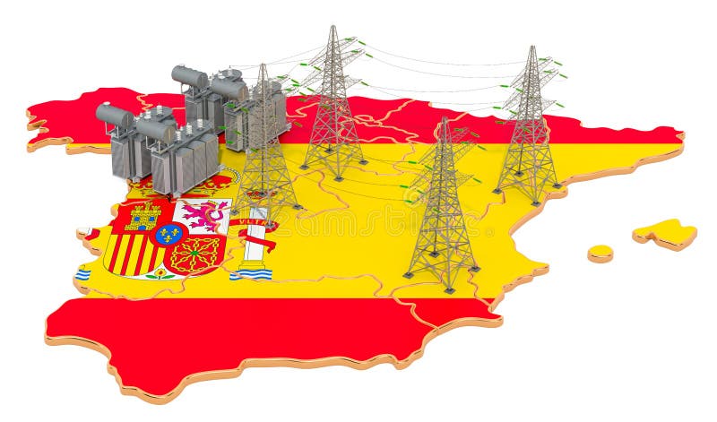 Electrical Substations in Spain, 3D Rendering Stock Illustration ...