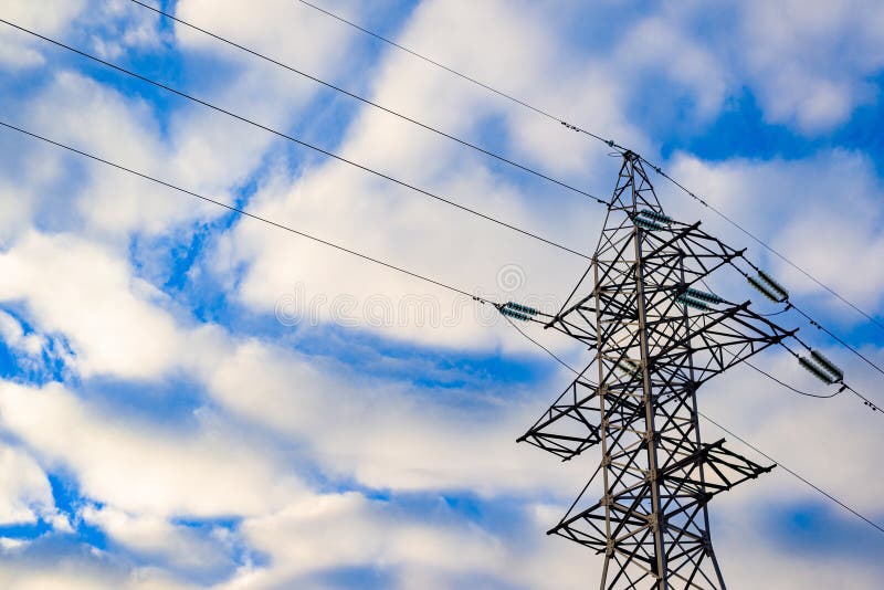 Electrical Supports of a High-voltage Line Stock Photo - Image of wires ...