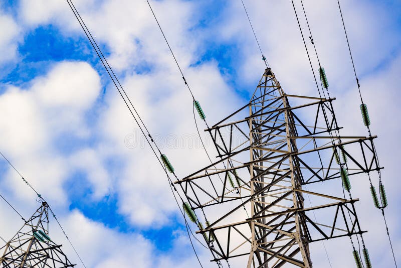 Electrical Supports of a High-voltage Line Stock Photo - Image of wires ...