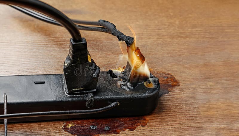 Electrical Surge Protector with Fire Hazard from Overloaded Outlet ...