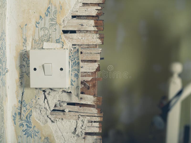 Electrical Switch on Broken Down Wall Stock Image - Image of ...