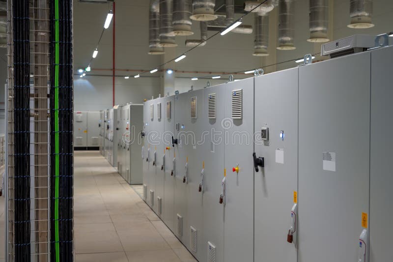 Electrical Switch Gear Cabinets Inside Medium Voltage Room Stock Image ...
