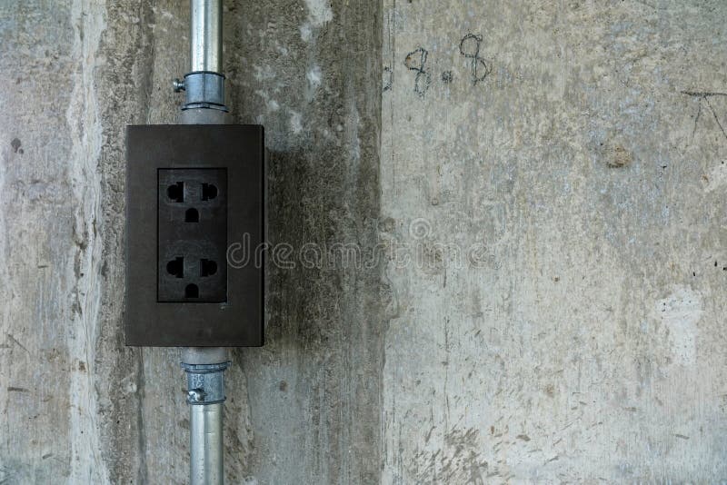 Electrical Switch with White Concrete Wall Texture Background. Stock ...