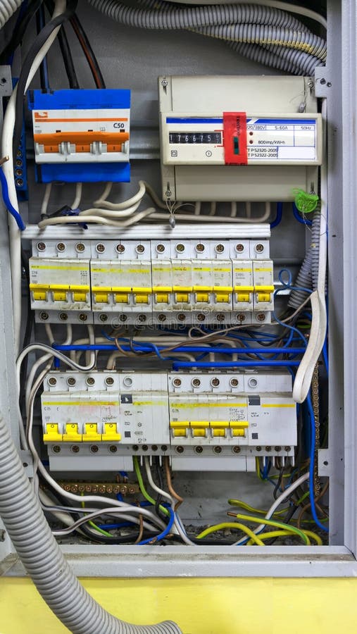 Electrical Box. Electrical Switchboard Internal Metal Control Box Near ...