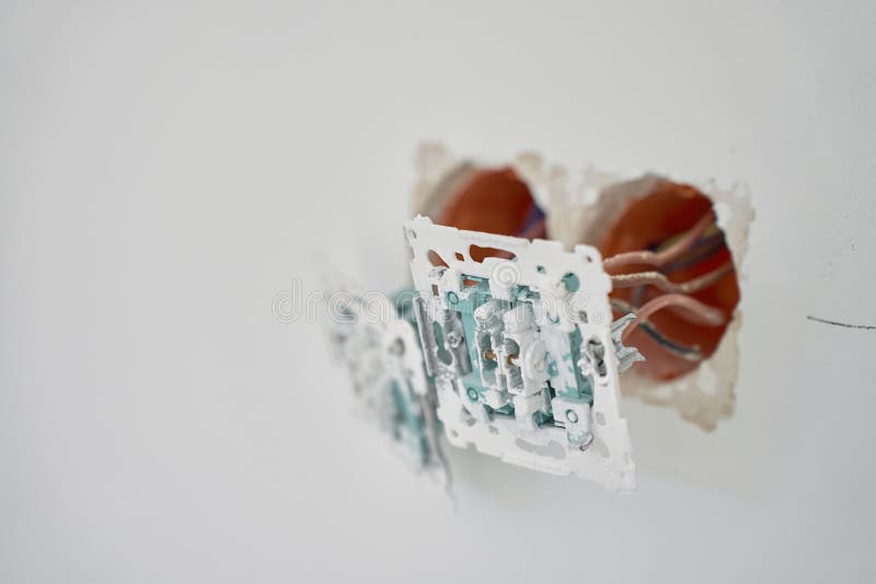 Electrical Switches Installation during Renovation Stock Photo - Image ...