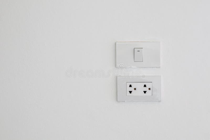 Electrical Switches and Sockets on White Wall Backgroundà¸º. Stock ...