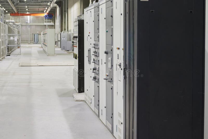 Electrical Switchgear, Industrial Switching Room of Power Plant Stock ...