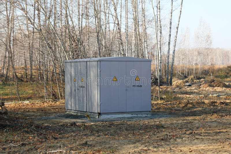 Electrical Distribution Device in the Open Air on an Autumn Day Stock ...