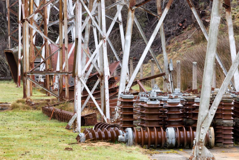 Electrical Switching Yard Equipment Stock Photo - Image of rust, pylon ...