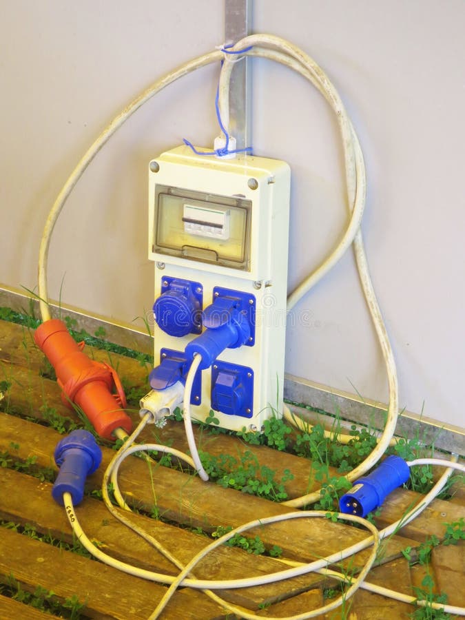 Electrical System Box with Sockets and Plugs Stock Image - Image of ...