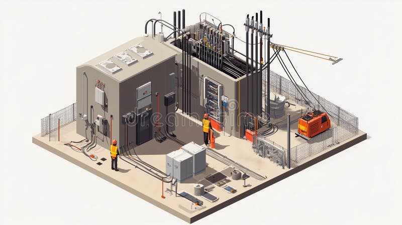 Electrical Systems Installation: a 3D Vector Illustration of Wiring ...